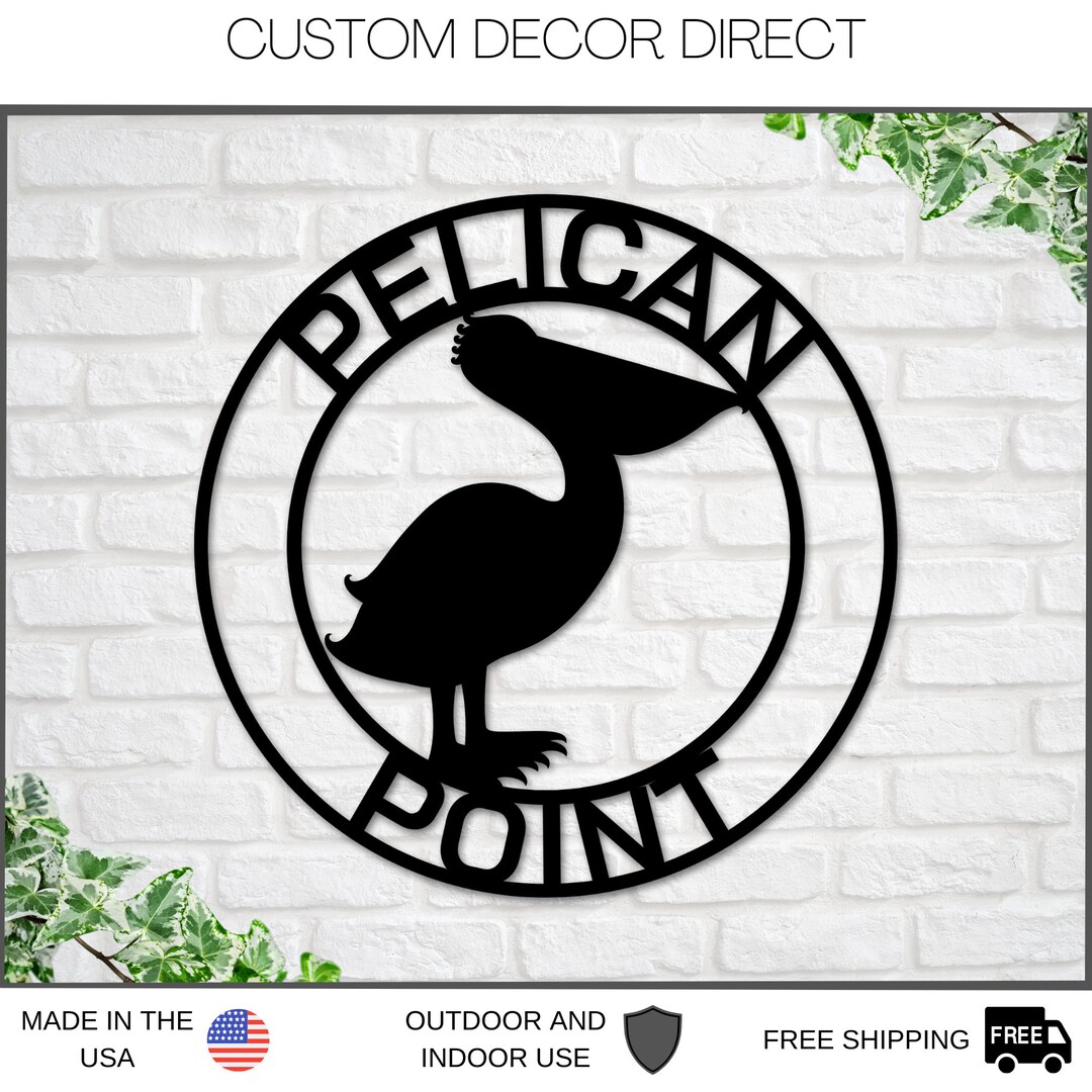 Personalized Metal Pelican Sign, Customizable Door Hanger or Wall Art ...