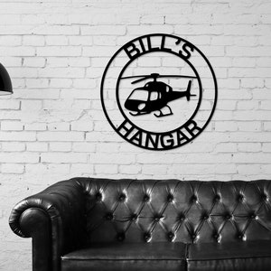 Helicopter Hangar Sign, Personalized Pilot Name Sign, Custom Aviation ...