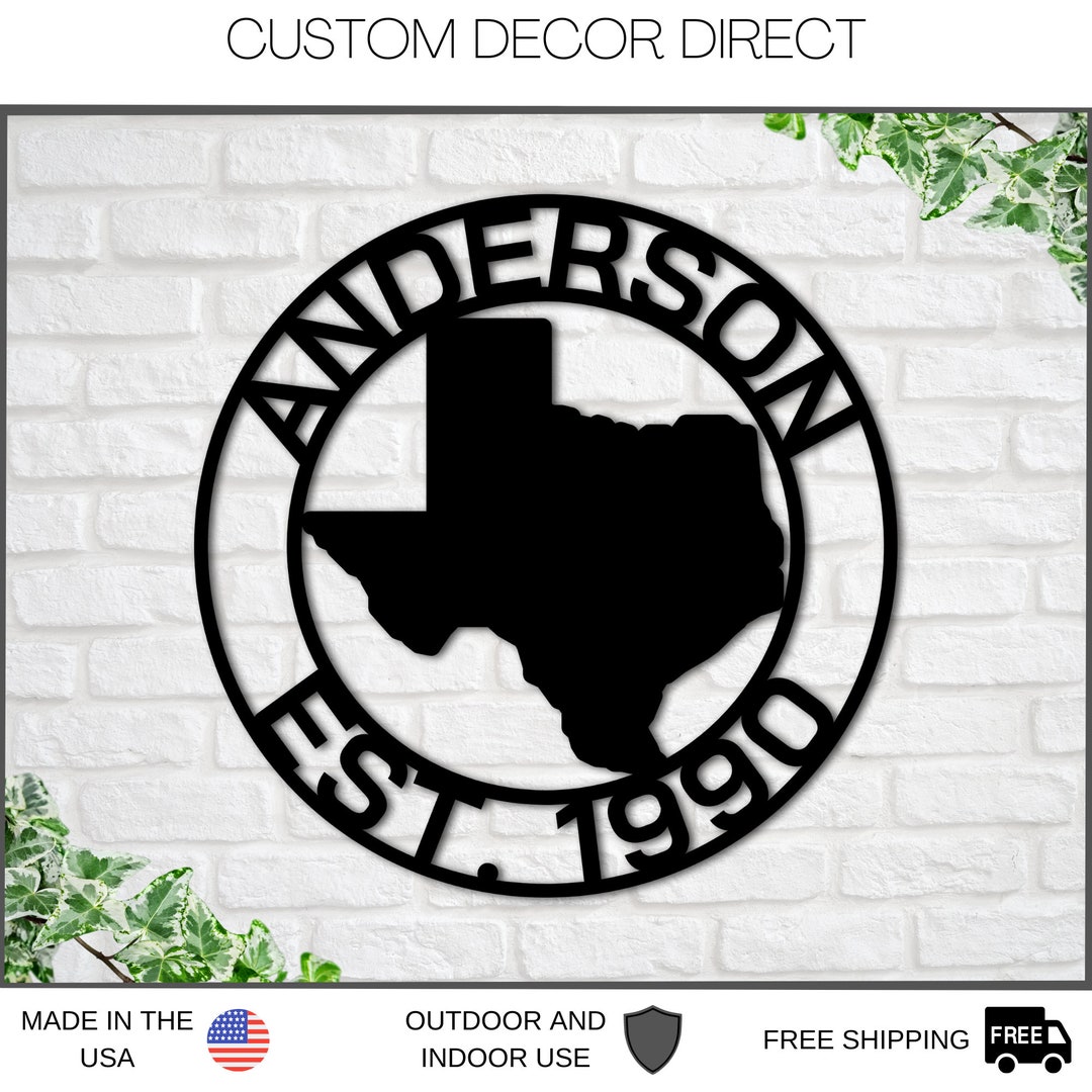 Custom State Metal Sign: Personalized Family Name Wall Decor - Etsy