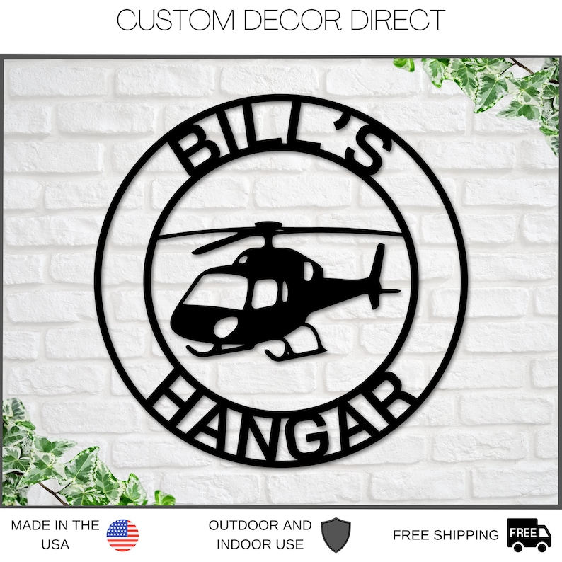 Helicopter Hangar Sign Personalized Pilot Name Sign Custom - Etsy
