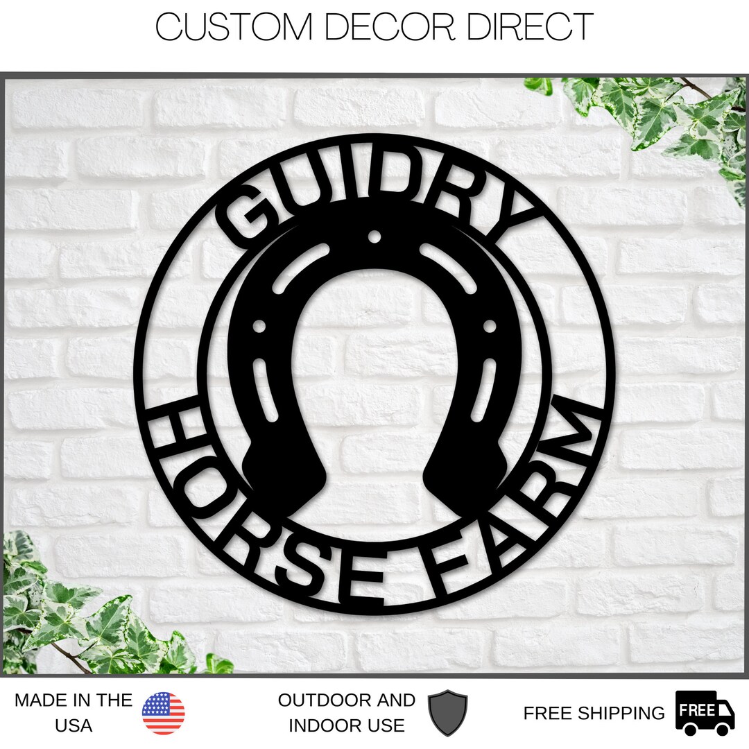 Horseshoe Custom Sign, Steel Art, Barn Sign, Custom Metal Sign ...