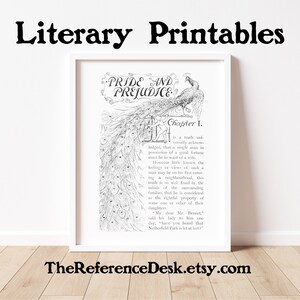 Pride and Prejudice Illustrated First Page Printable, Jane Austen Art ...