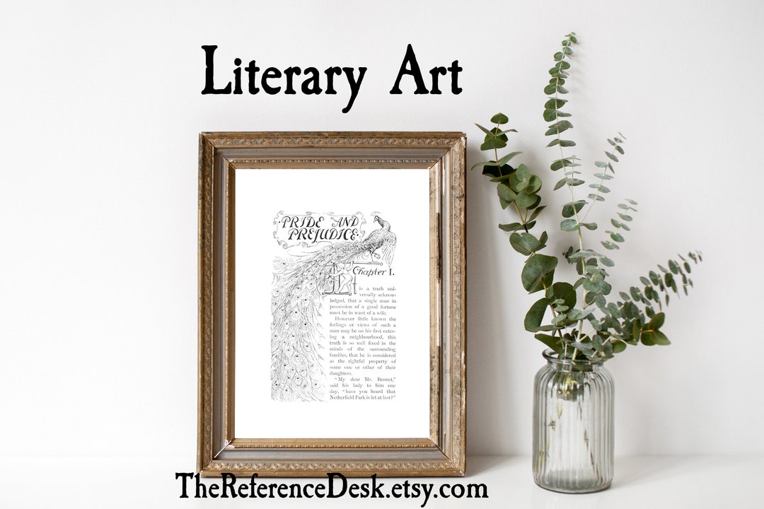 Pride and Prejudice Illustrated First Page Printable, Jane Austen Art ...