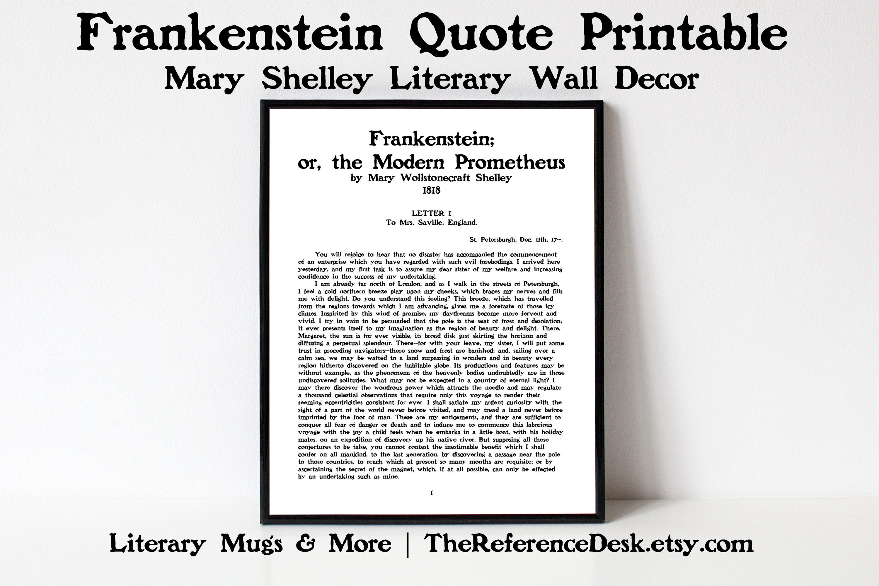 Frankenstein Printable, Mary Shelley Quote, Frankenstein Poster Art ...