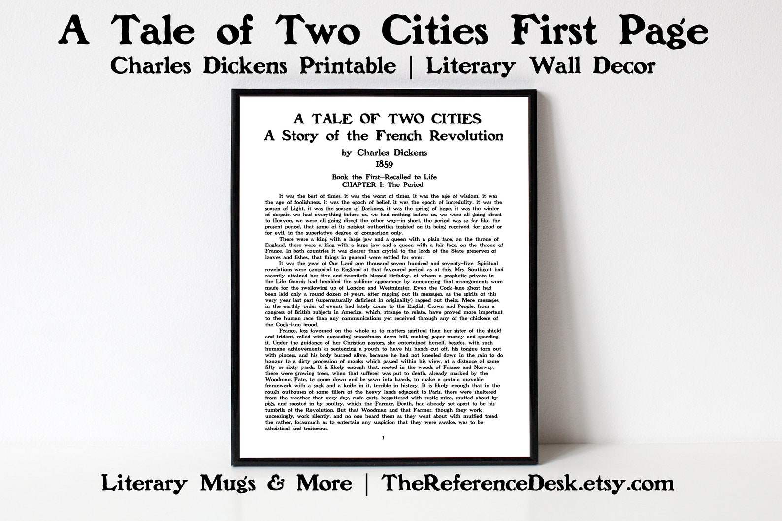 A Tale of Two Cities First Page Printable, Charles Dickens Digital Art ...