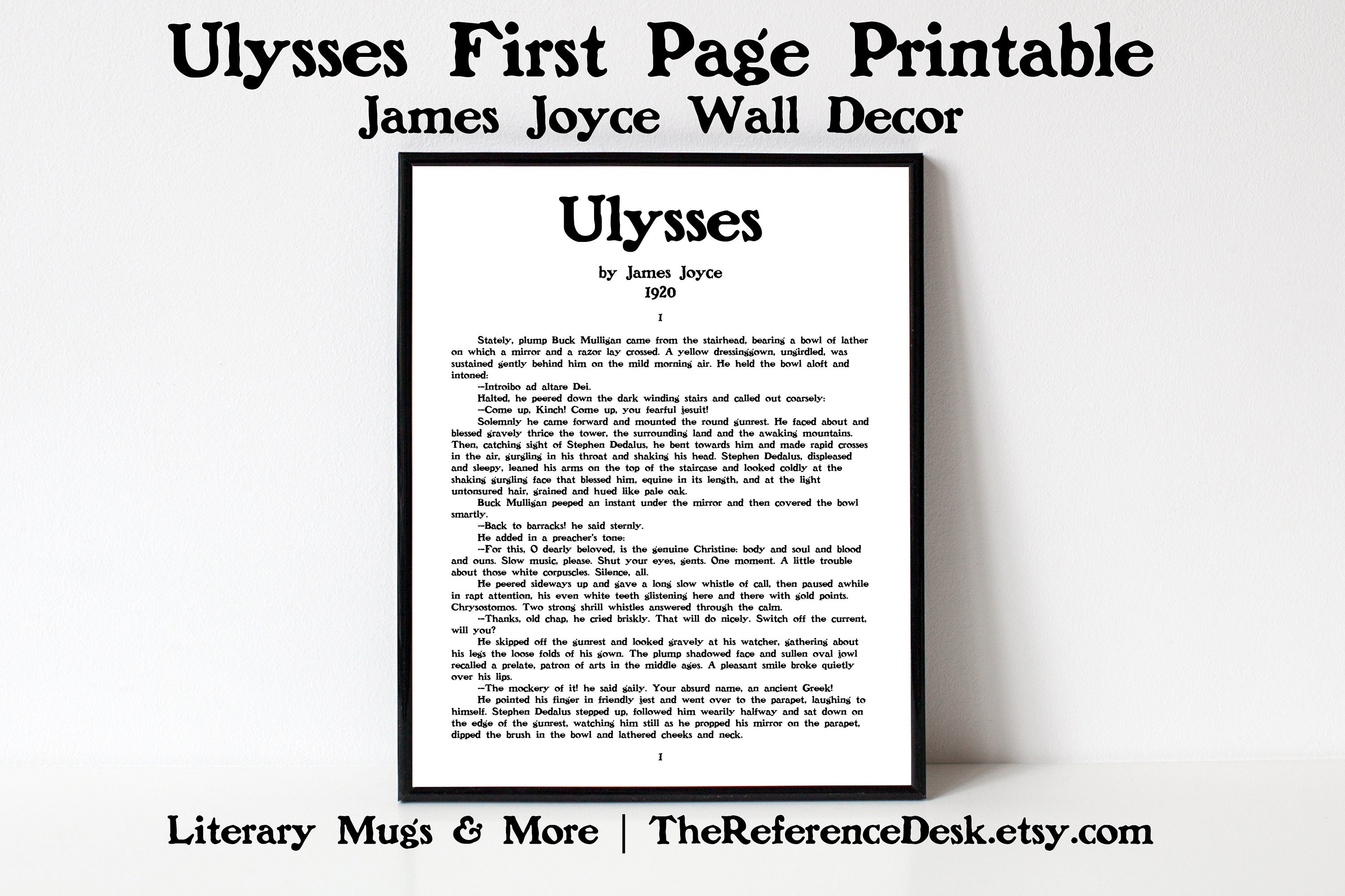 Ulysses First Page Printable, James Joyce Art, Irish Literature Gift ...