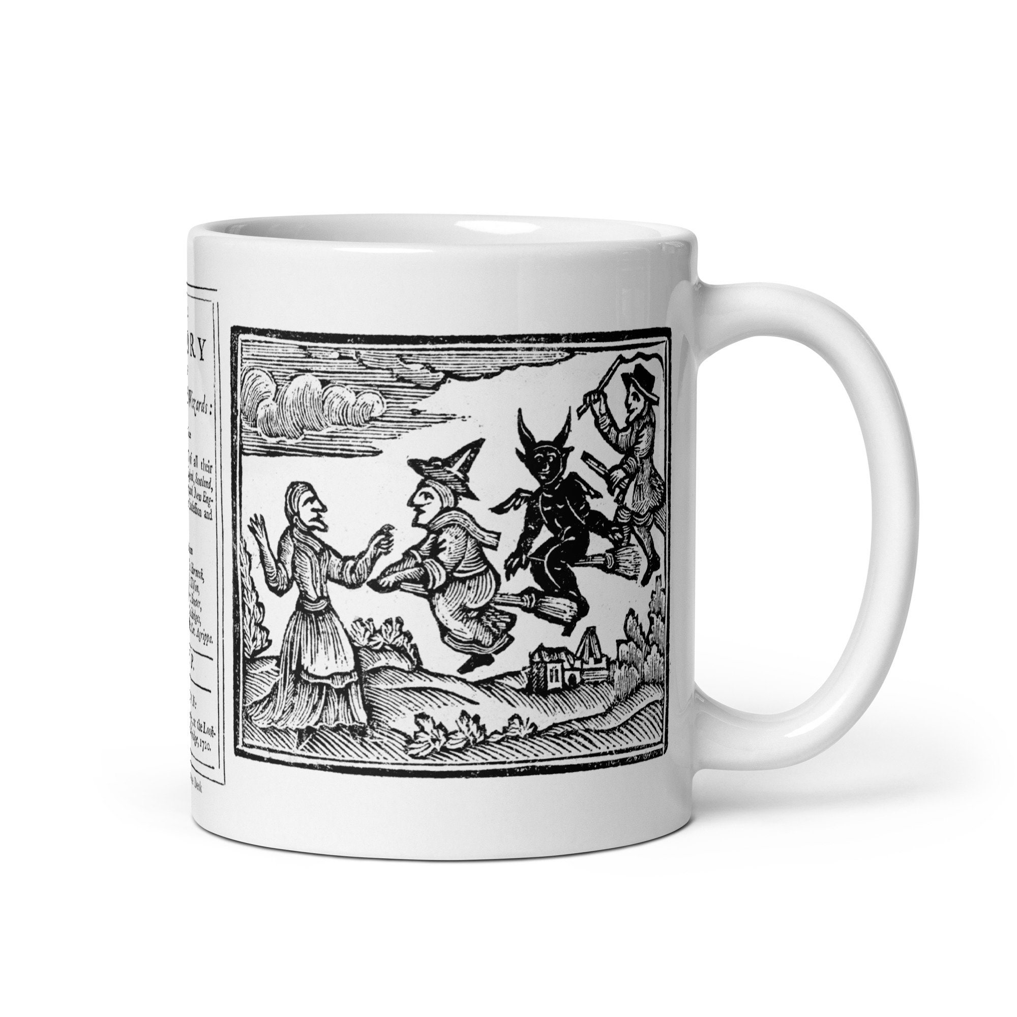 Witchcraft Mug, Witch and Wizard History Book Gift, Vintage Woodcut Art ...