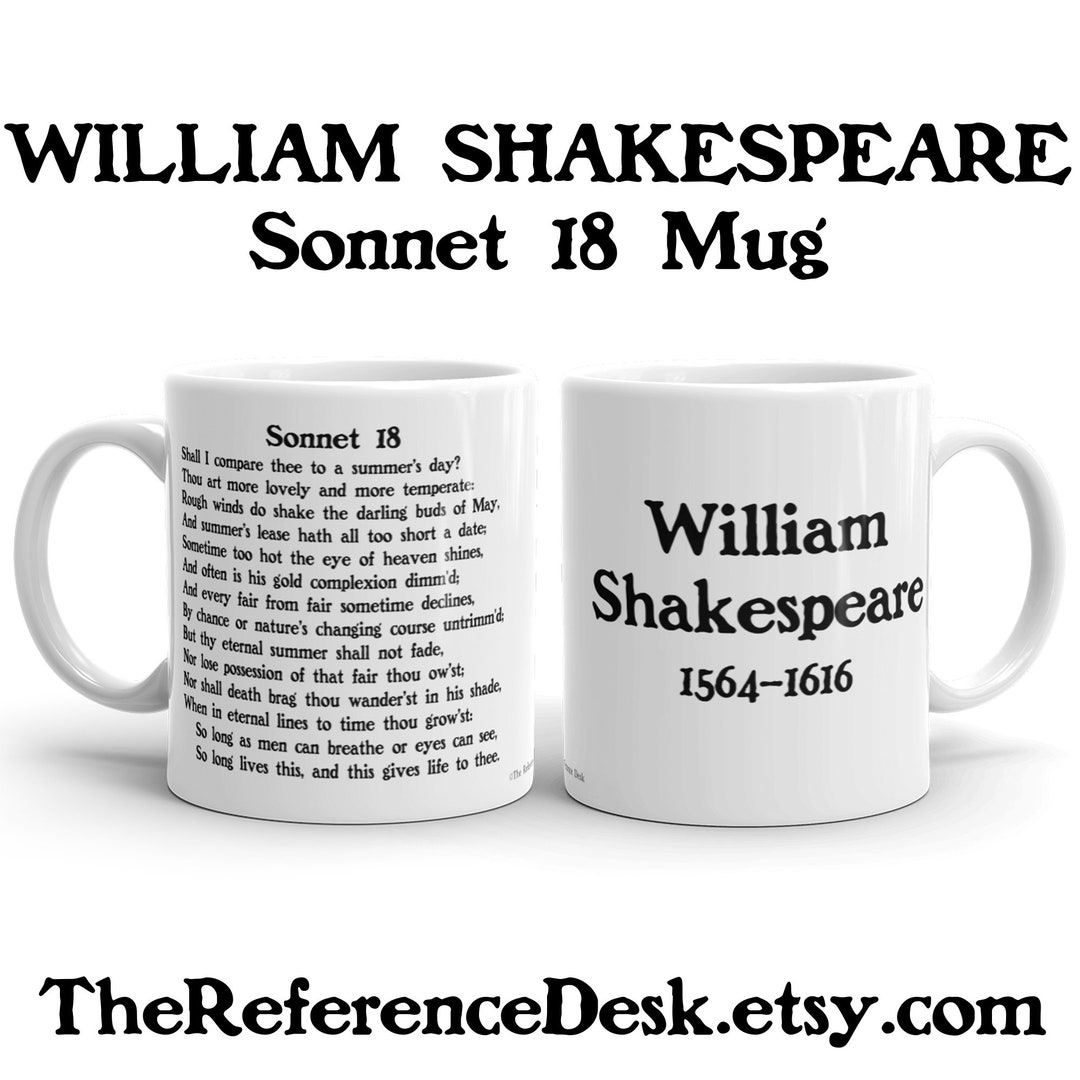 Sonnet 18 Mug, William Shakespeare Mug, Shall I Compare Thee, Poetry ...