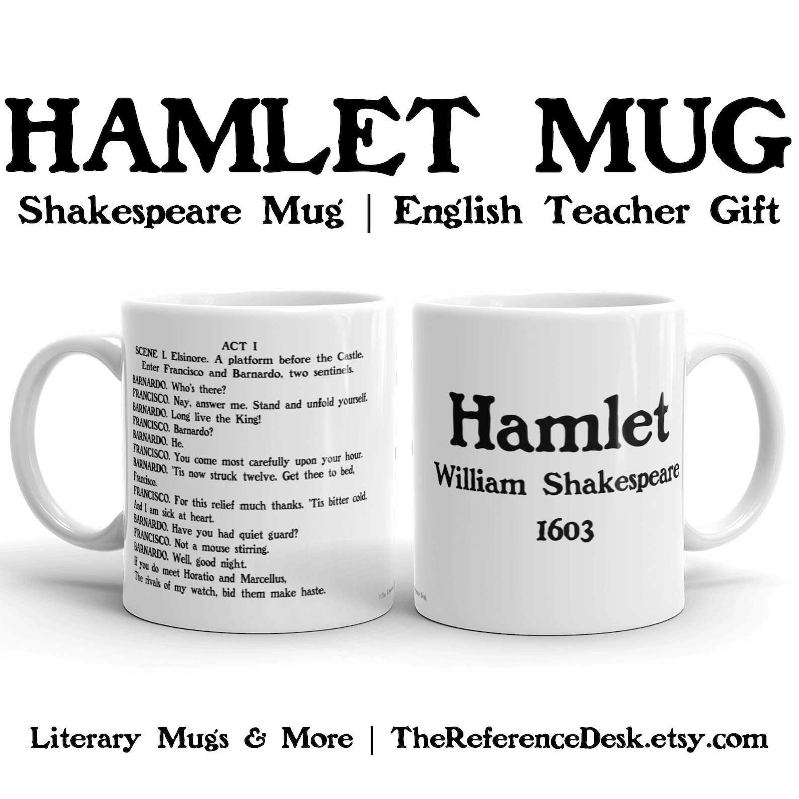 Hamlet Mug, William Shakespeare Gift, English Teacher Mug, Book Lover ...
