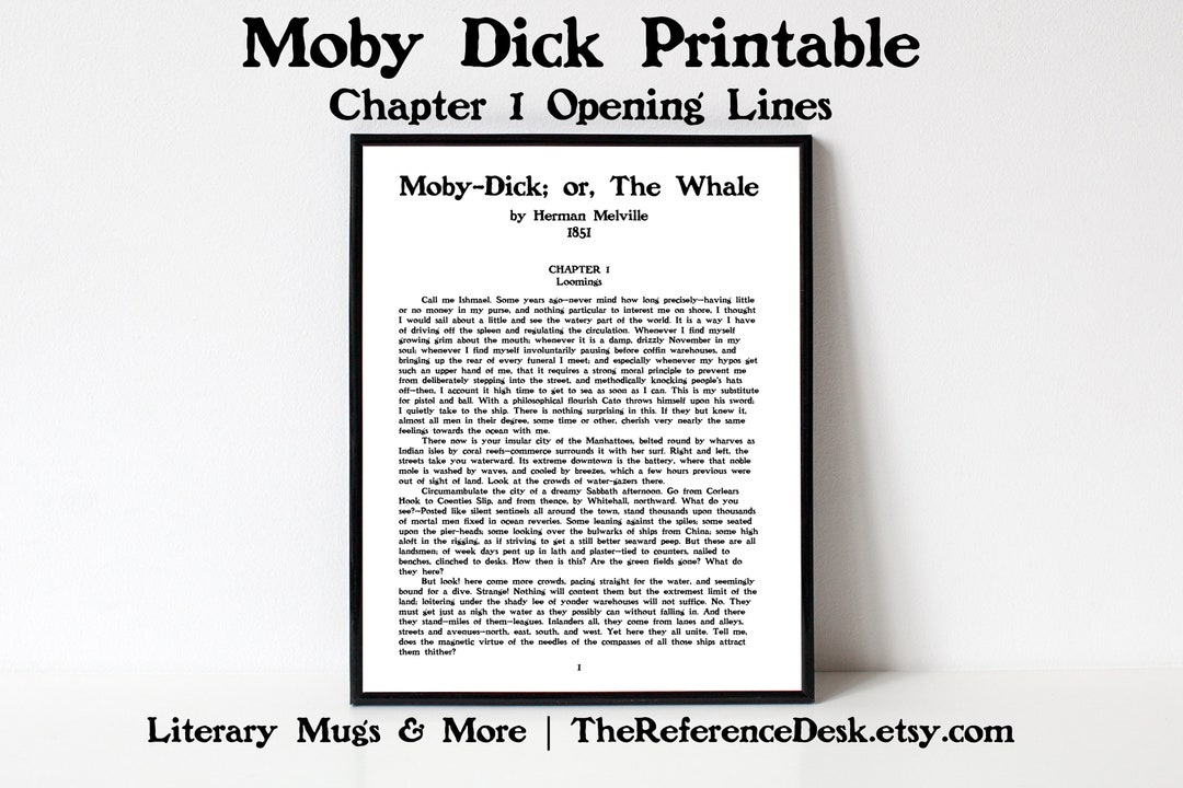 Moby Dick First Page Printable, Herman Melville Art, Moby Dick Art ...