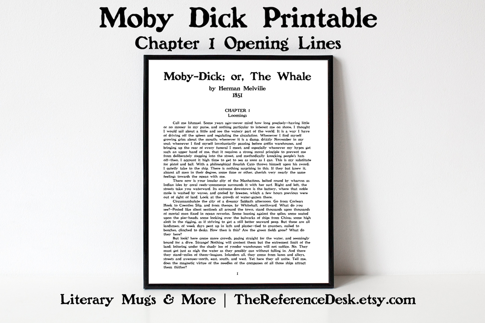 Moby Dick First Page Printable, Herman Melville Art, Moby Dick Art ...