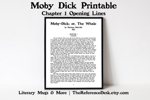 Moby Dick First Page Printable Herman Melville Art Moby Dick - Etsy