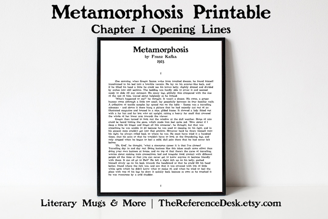 Metamorphosis First Page Printable, Franz Kafka Book Art, Gregor Samsa ...