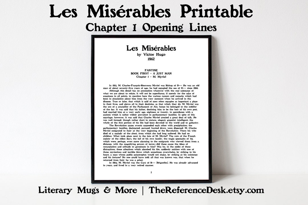 Les Misérables First Page Printable, Victor Hugo Art, French Literature ...