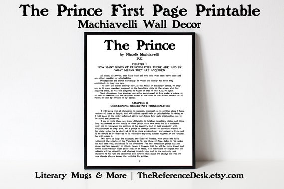 The Prince First Page Printable Machiavelli Art Political | Etsy