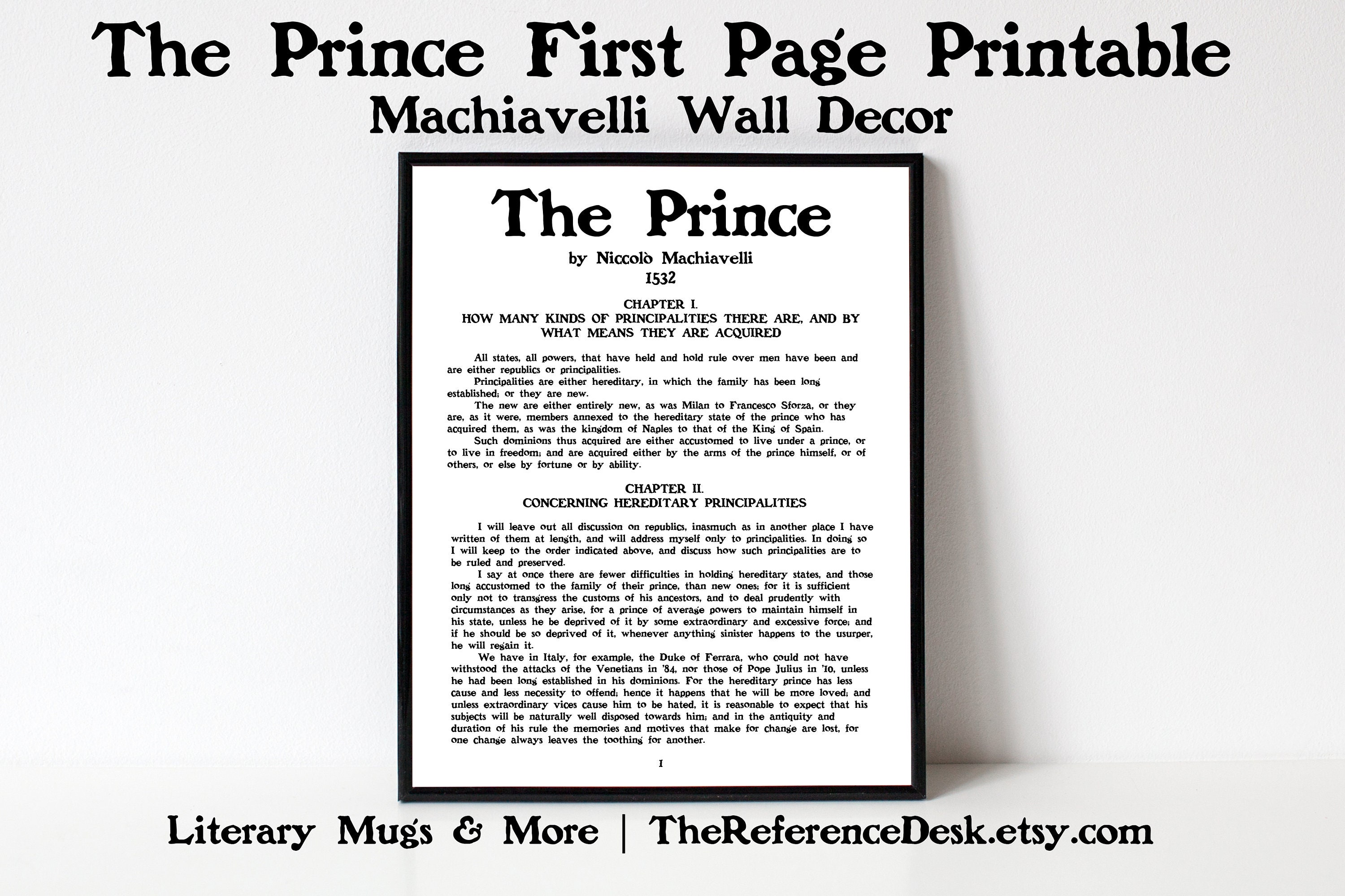 The Prince First Page Printable, Machiavelli Art, Political Wall Art ...