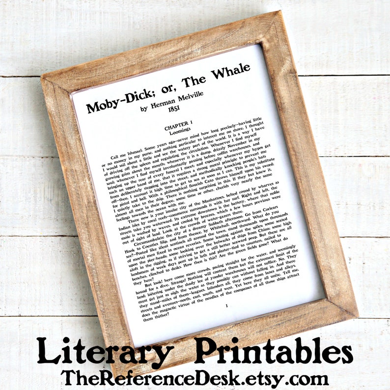 Moby Dick First Page Printable, Herman Melville Art, Moby Dick Art ...