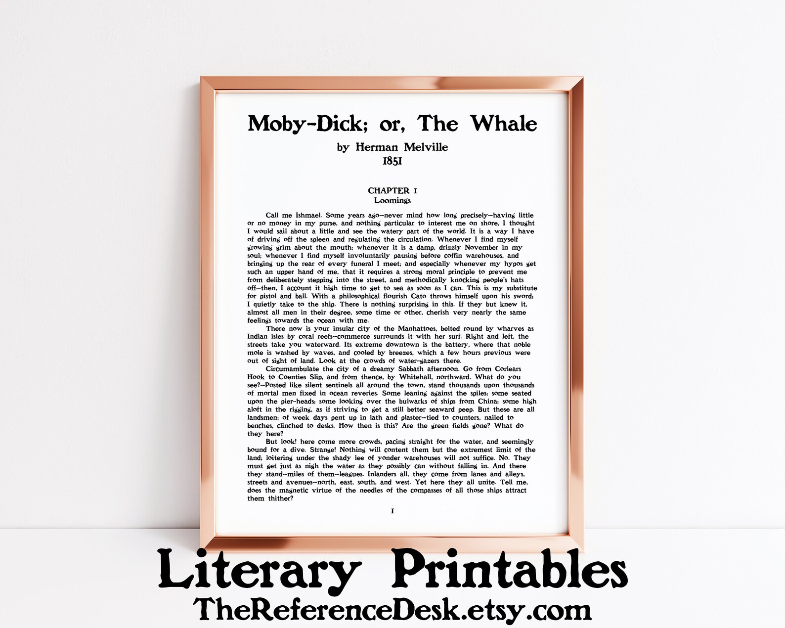 Moby Dick First Page Printable, Herman Melville Art, Moby Dick Art ...