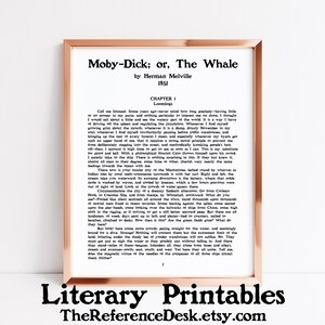 Moby Dick First Page Printable, Herman Melville Art, Moby Dick Art ...