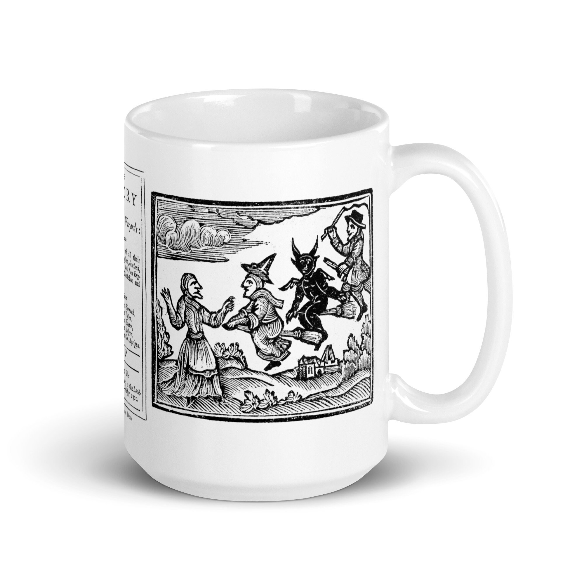 Witchcraft Mug, Witch and Wizard History Book Gift, Vintage Woodcut Art ...