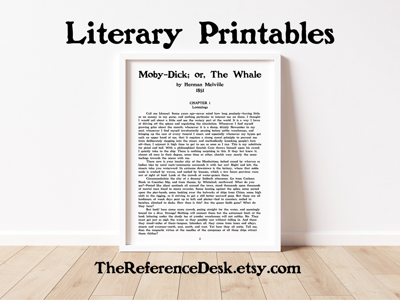 Moby Dick First Page Printable, Herman Melville Art, Moby Dick Art ...