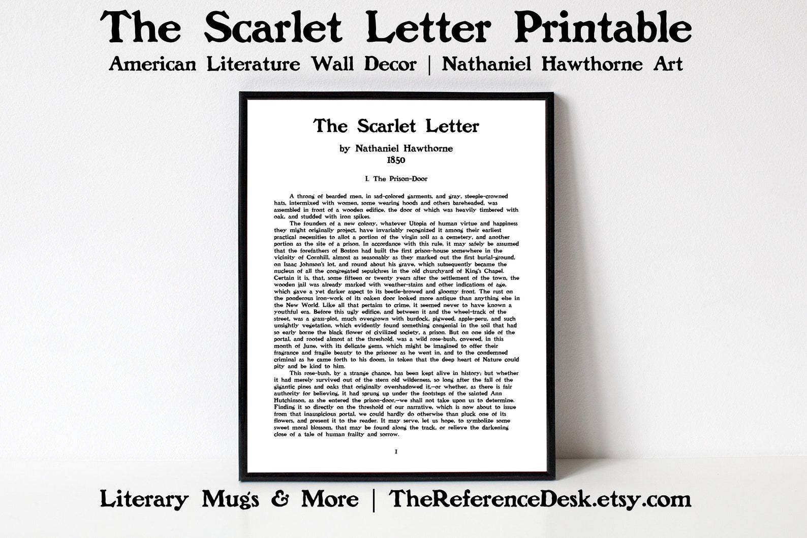 The Scarlet Letter First Page Printable, Nathaniel Hawthorne Digital ...