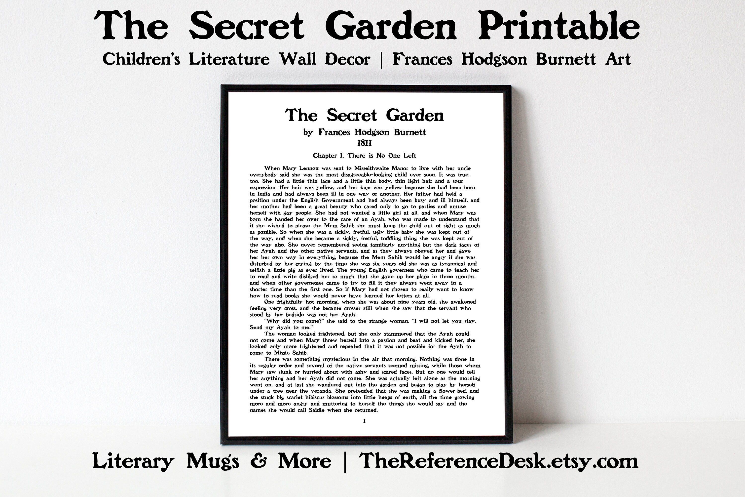 The Secret Garden Printable, Frances Hodgson Burnett, Children's Novel ...