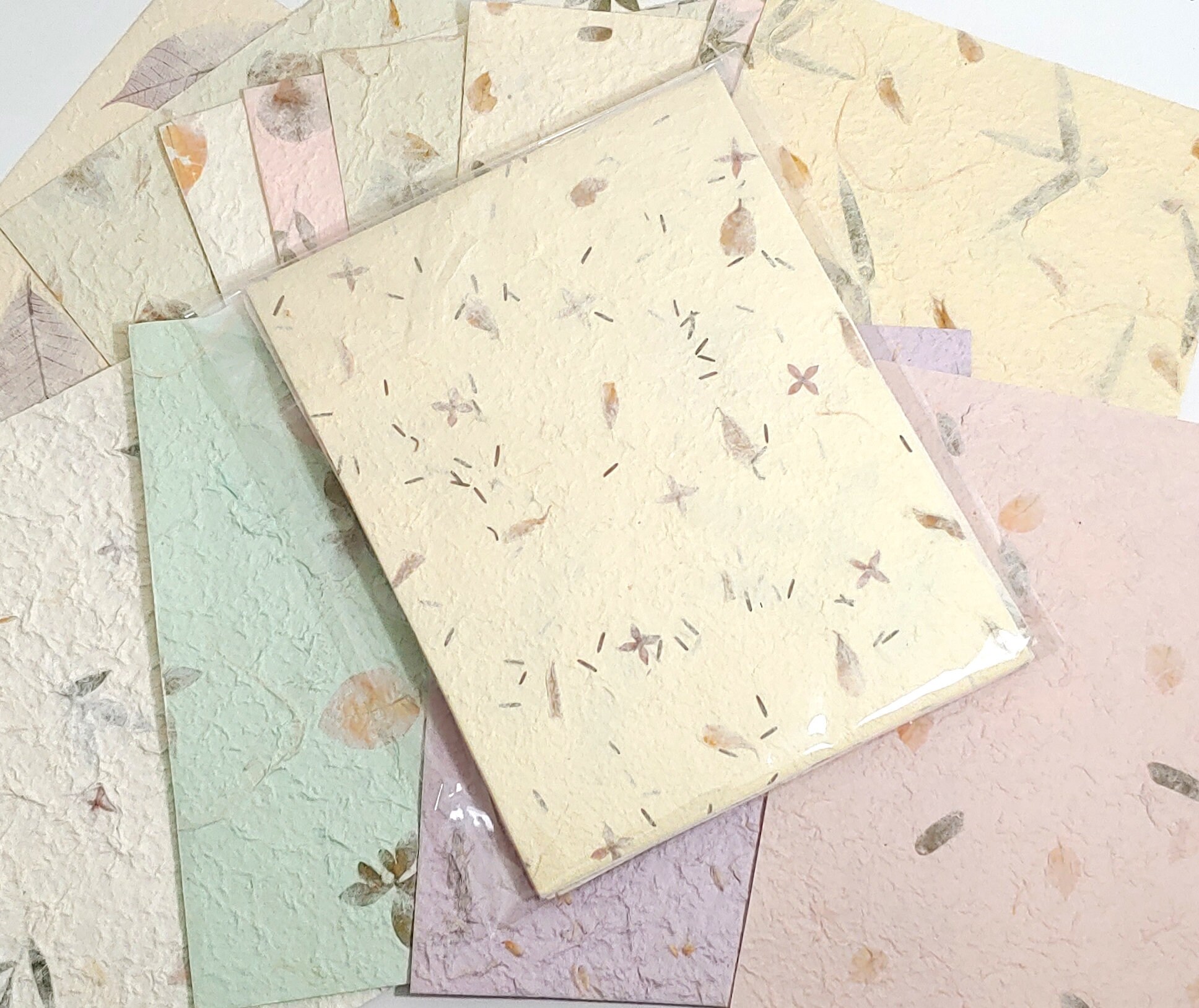 10 X Assorted Sheets of Mulberry Handmade Paper - 8" X 10" - Botanical ...