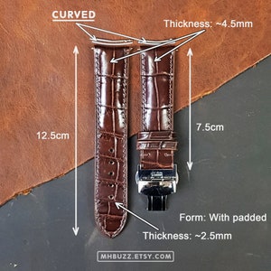 Brown Alligator Curved End Watch Strap Deployant Clasp Use Quick ...