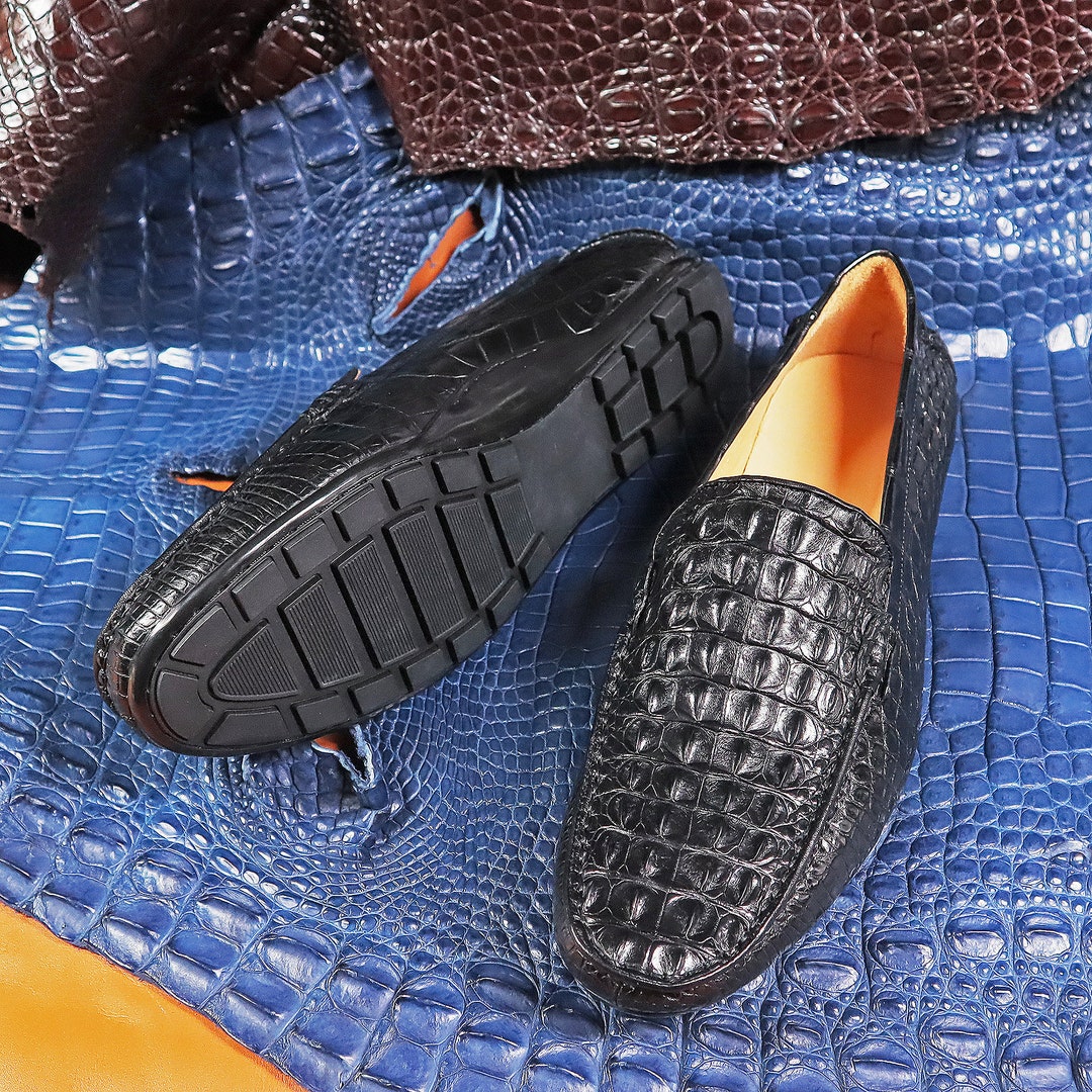 Mens Black Alligator Loafers, Mens Exotic Loafers, Alligator Dress ...
