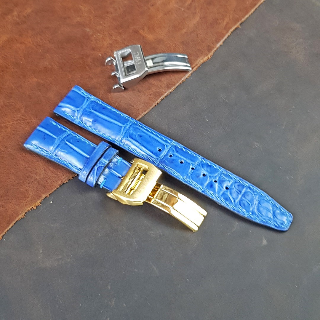 Replacement Blue Alligator Watch Strap for Iwc, Custom Leather Watch ...