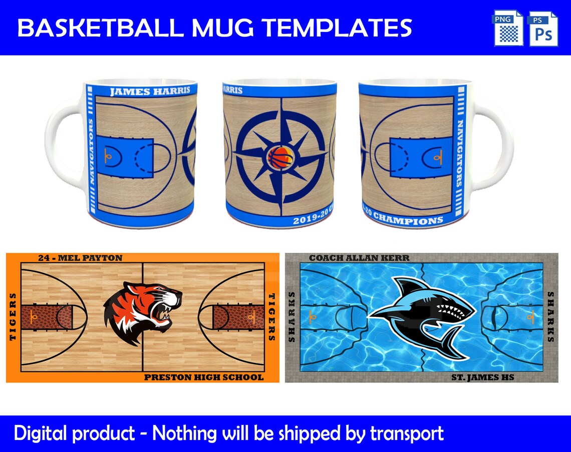 Basketball Mug Template, Sublimate Mug Design, Basketball Court Designs ...