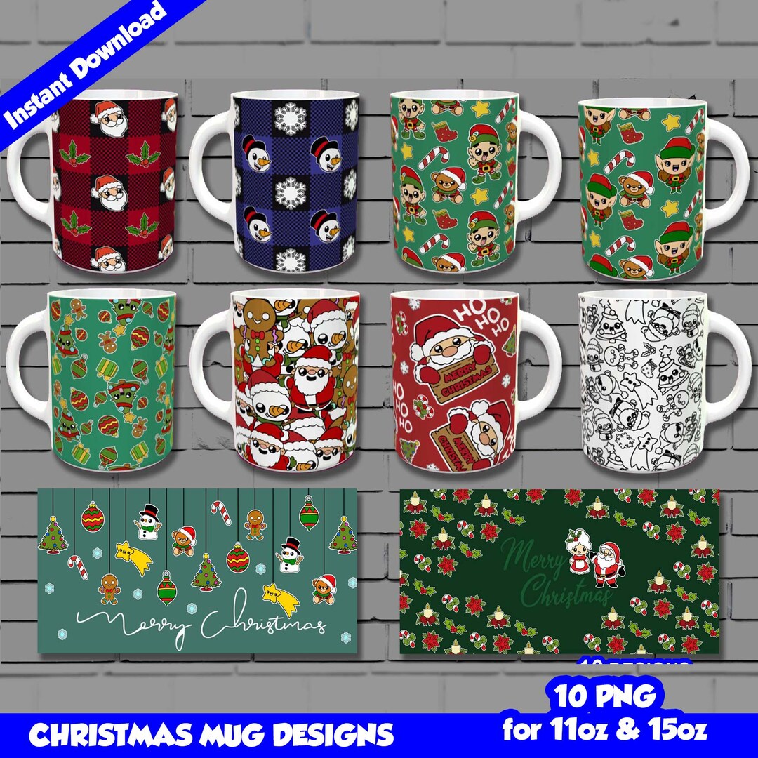 Christmas Mug Template PNG, Sublimate Mug Designs, Christmas Mug ...