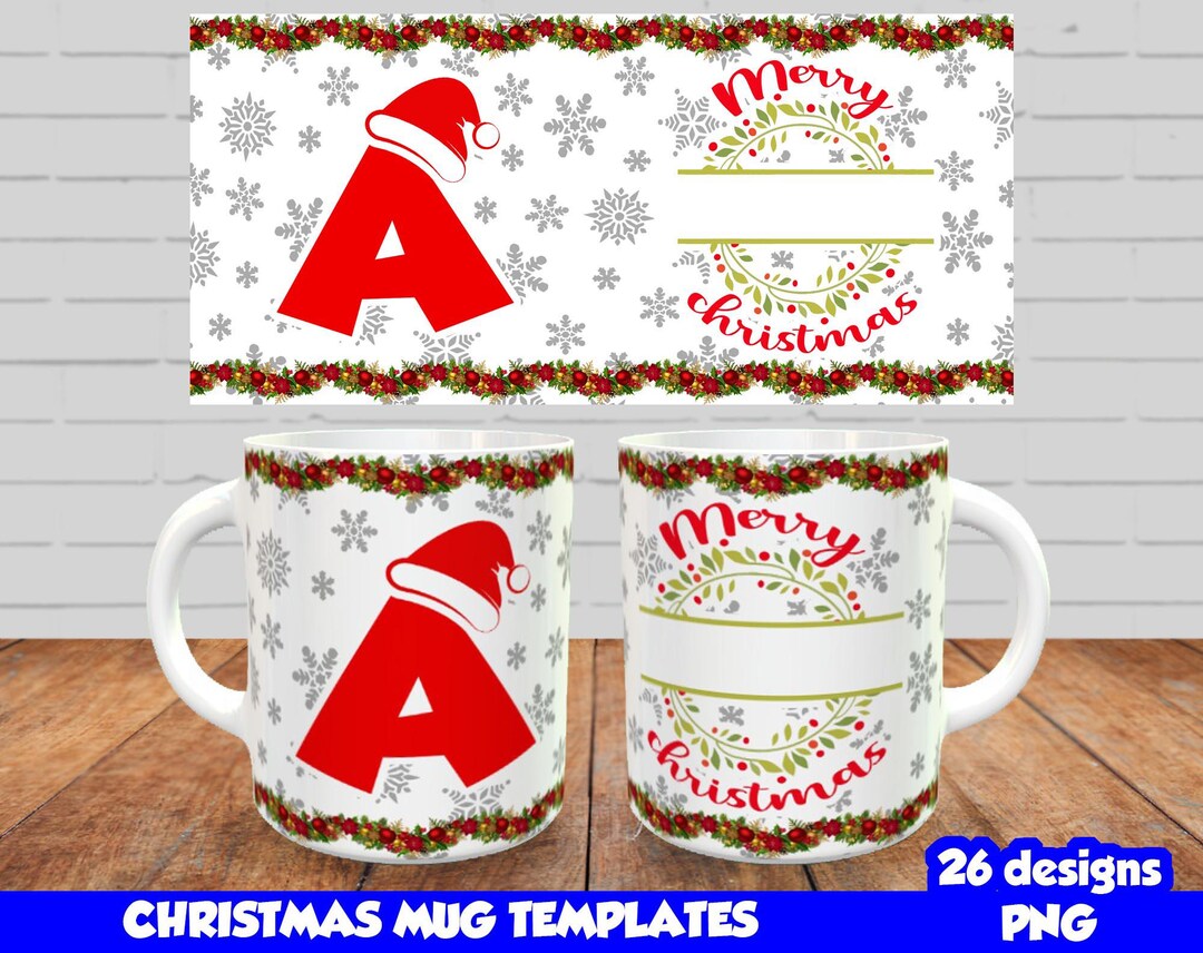 Christmas Mug Template, Personalized Mug Designs, Christmas Alphabet ...