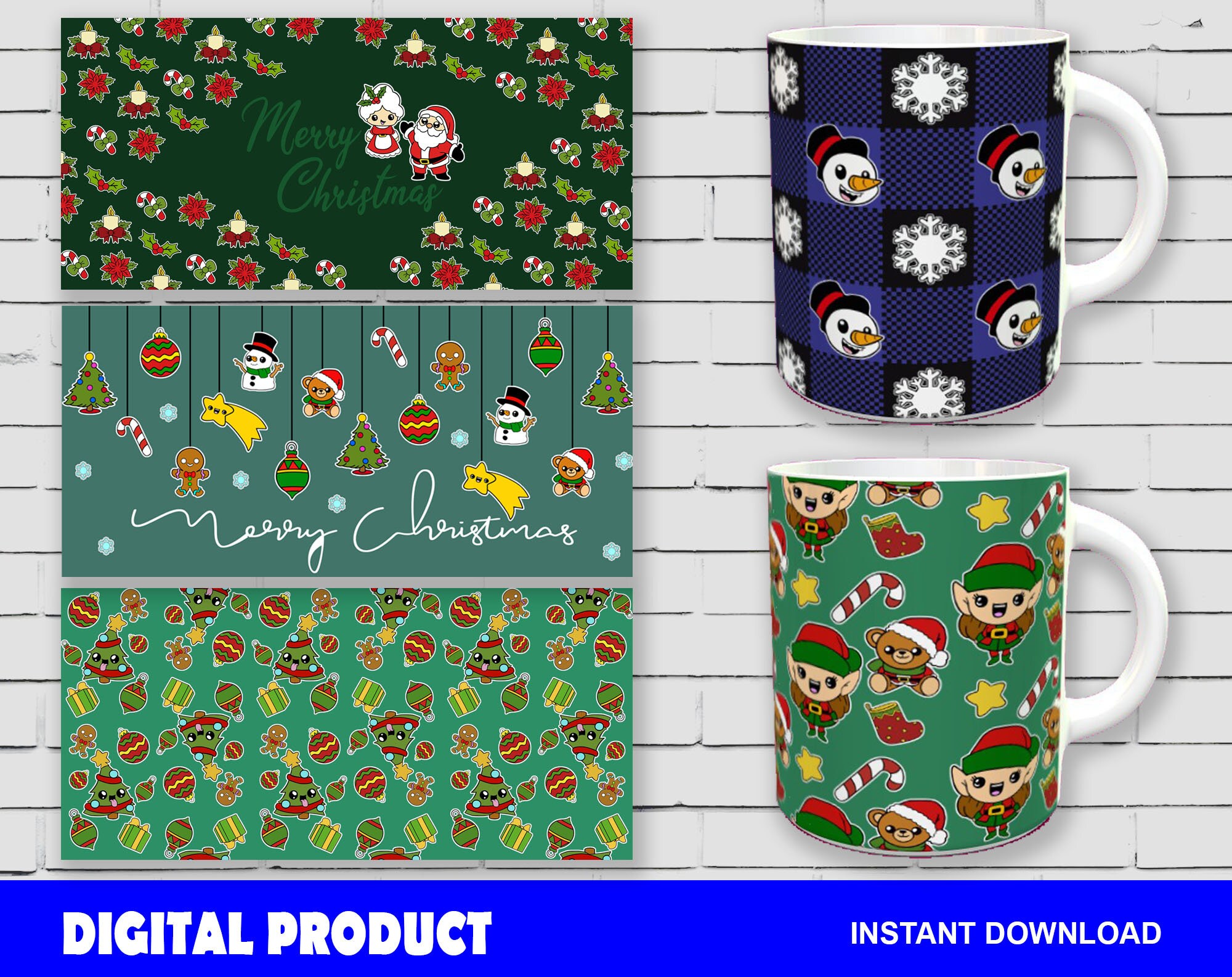 Christmas Mug Template PNG Sublimate Mug Designs Christmas | Etsy