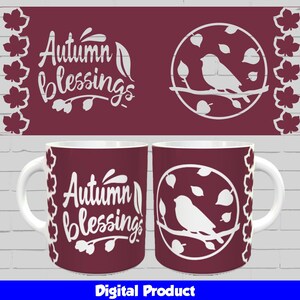 Autumn Cricut Mug Press SVG, 5 Mug Press Templates, Mug Wrap Svg ...
