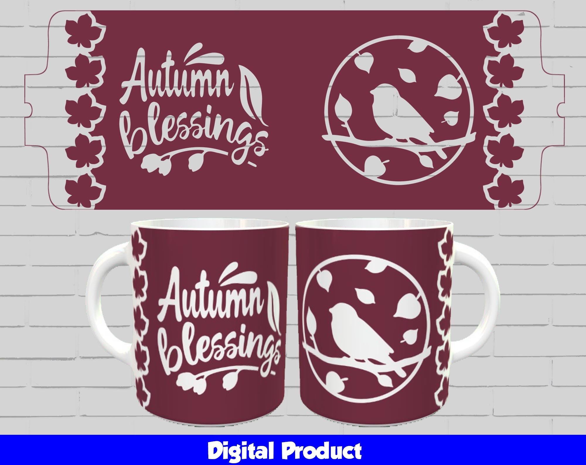 Autumn Cricut Mug Press SVG 5 Mug Press Templates Mug Wrap - Etsy
