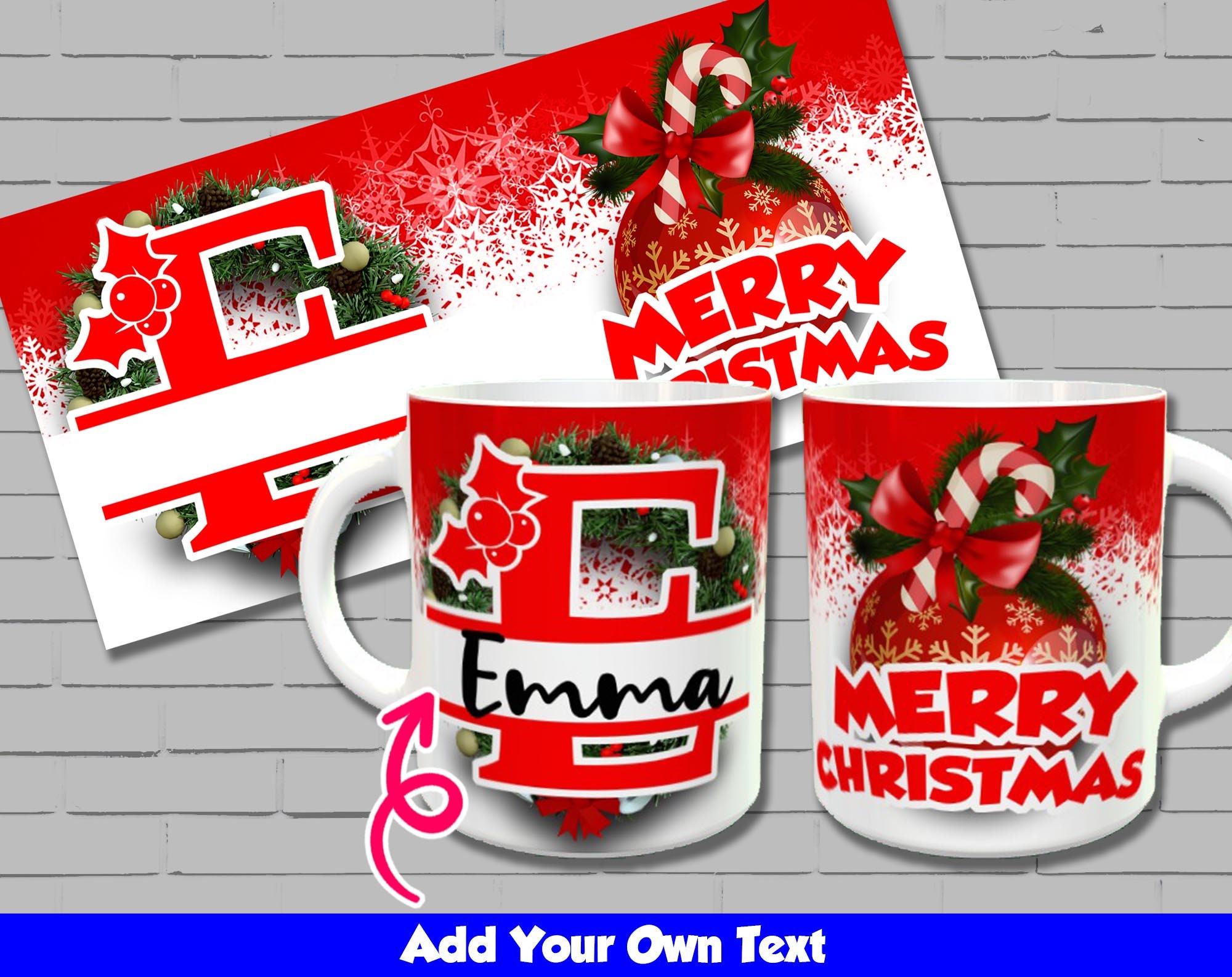 Christmas Mug Template, Sublimate Mug Designs, Christmas Alphabet Mug ...