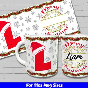 Christmas Mug Template, Personalized Mug Designs, Christmas Alphabet ...