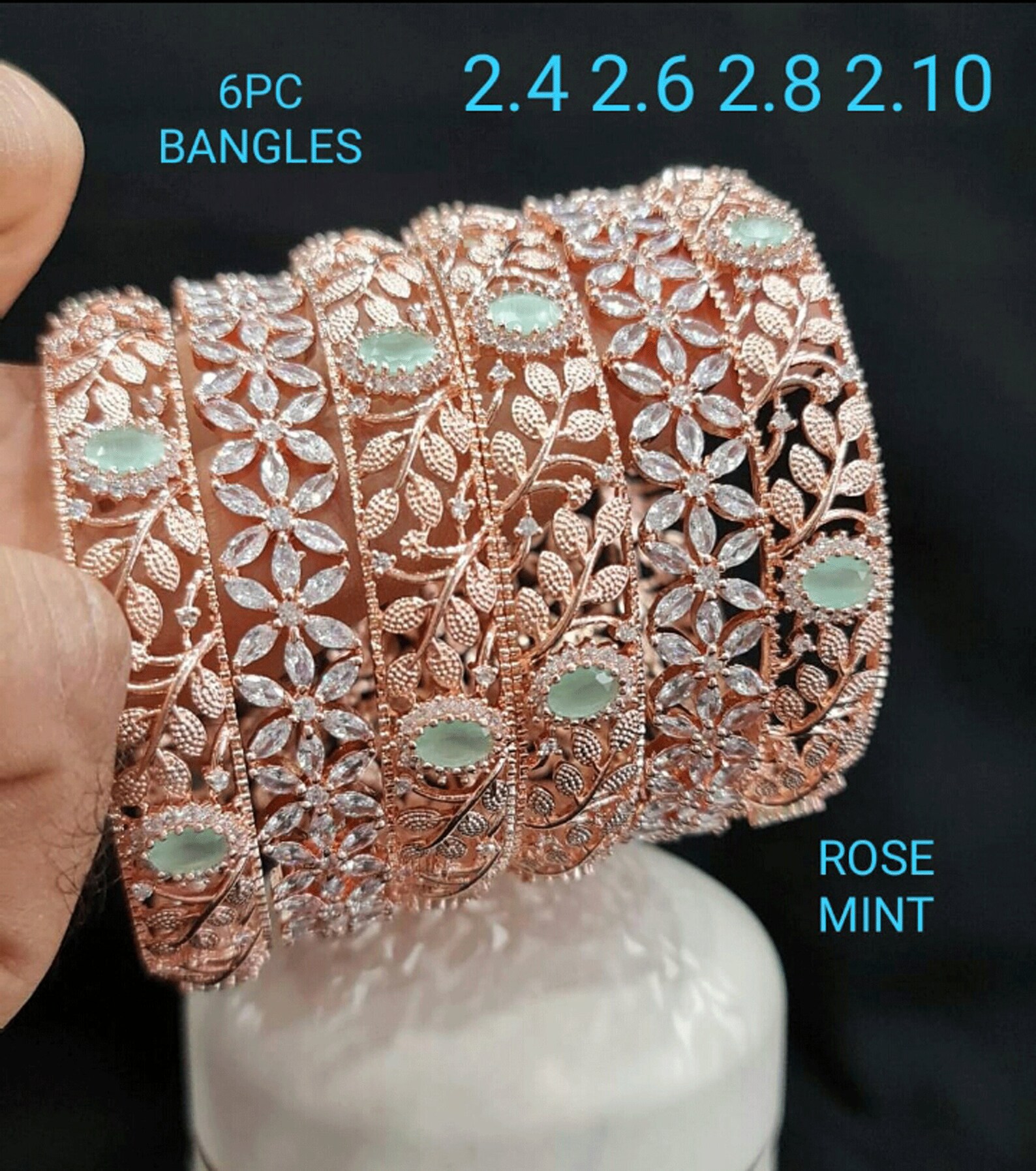 Pink CZ Rose Gold Bangles Set Gold Ruby Bangles Indian Bangle | Etsy