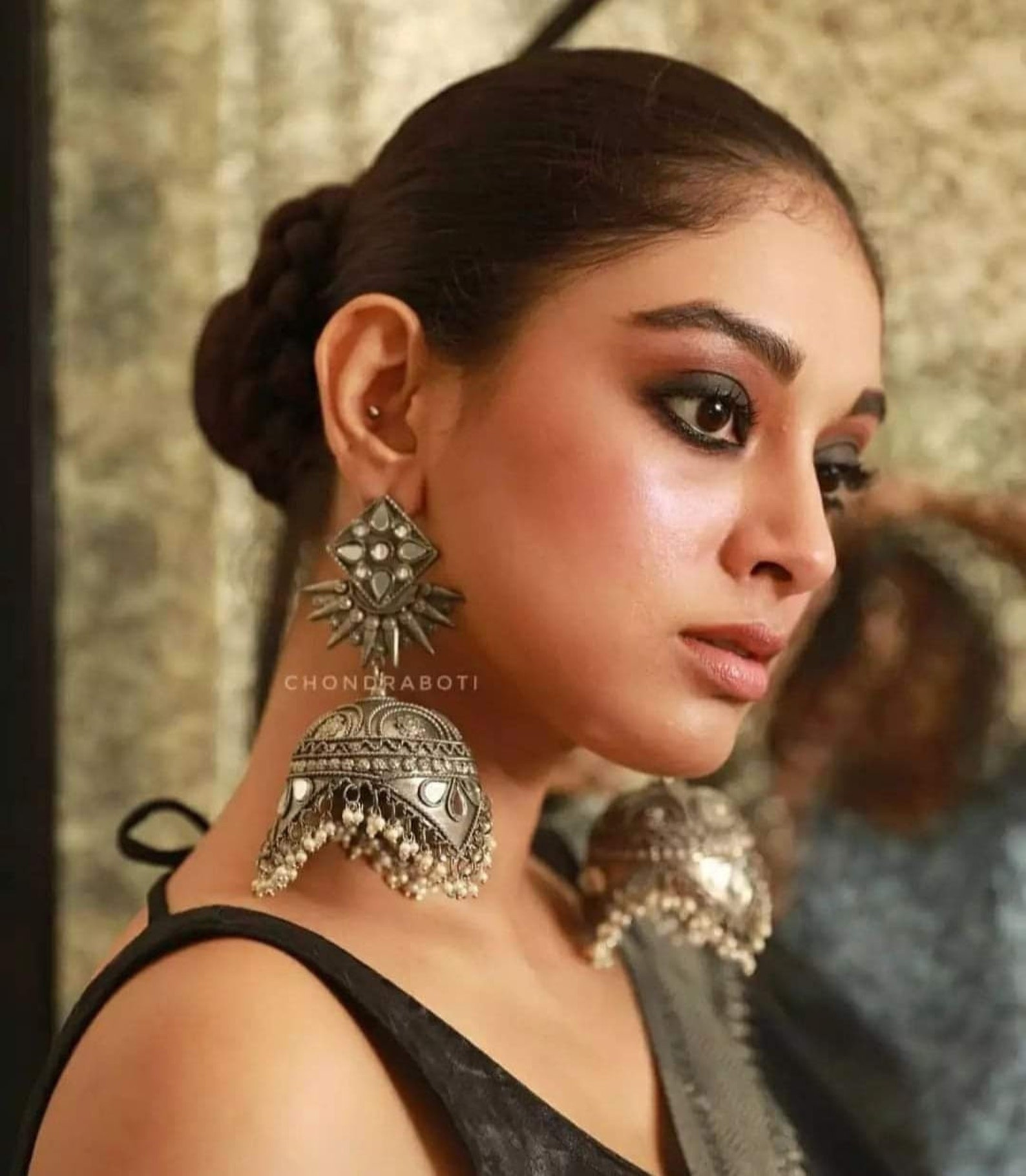 Black Polish Big Jhumka/ Oxidised Jewelry/ Bollywood Earrings/ - Etsy