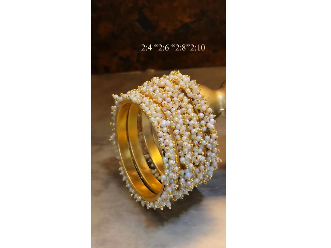 Pearl Bangles Set Indian/ Antique Gold Bangle/ South Asian Bangles ...