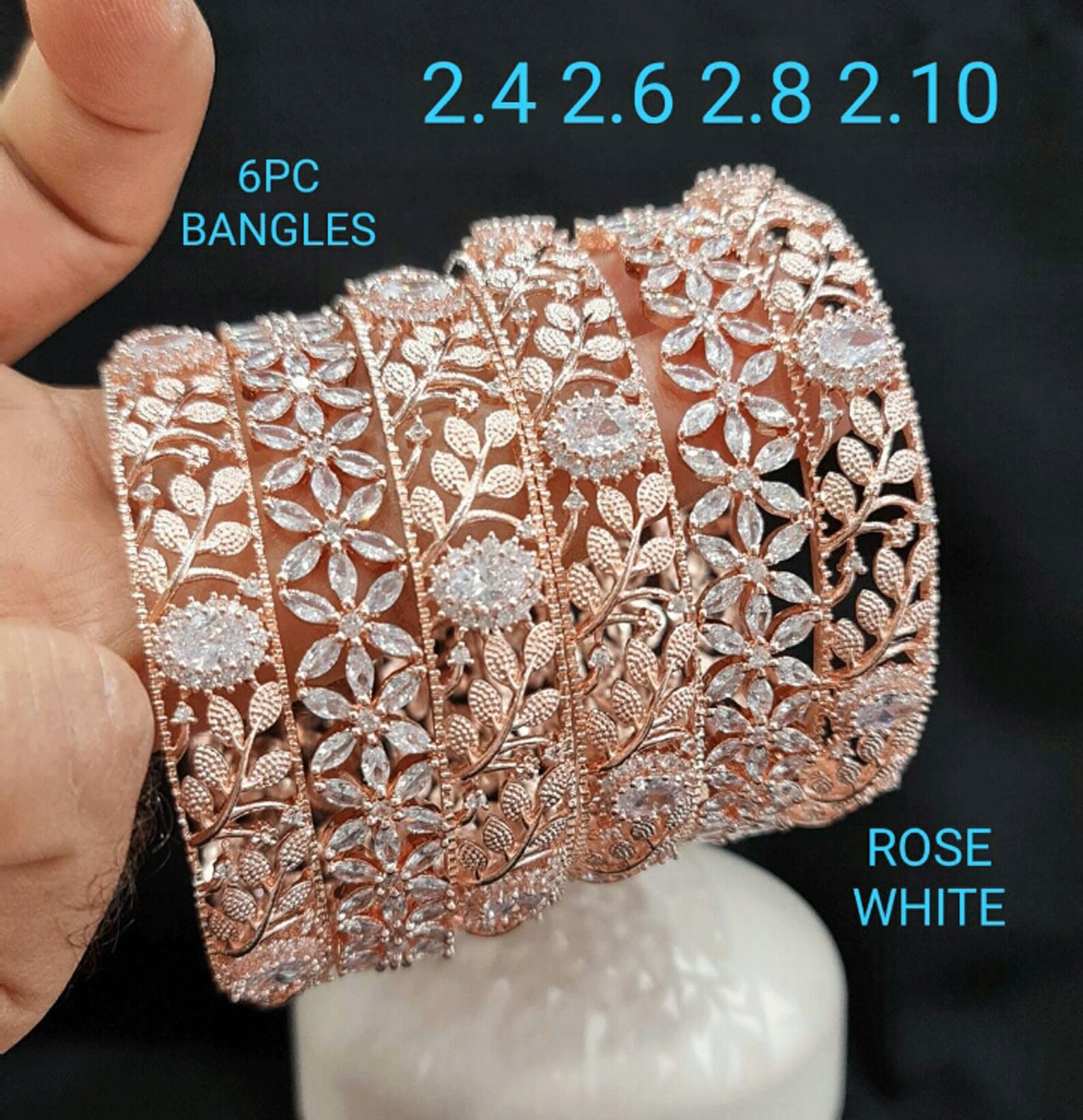 Pink CZ Rose Gold Bangles Set Gold Ruby Bangles Indian Bangle | Etsy