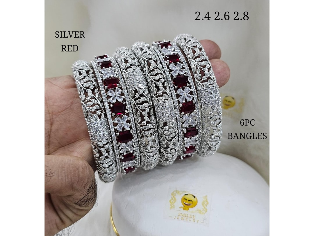Ethnic Silver Indian Bangles Wedding Bangle Indian Jewelry Crystal ...