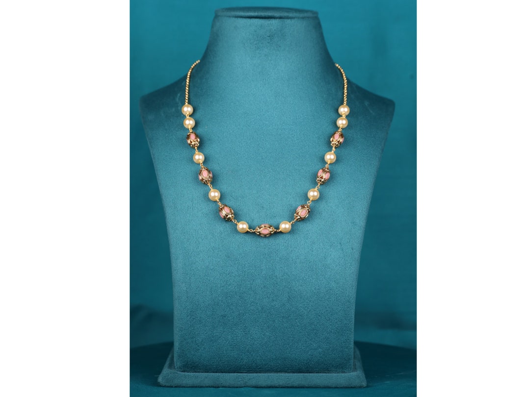 Antique Gold Beaded Mala Necklace/ Pearl Necklace/ Indian Jewelry ...