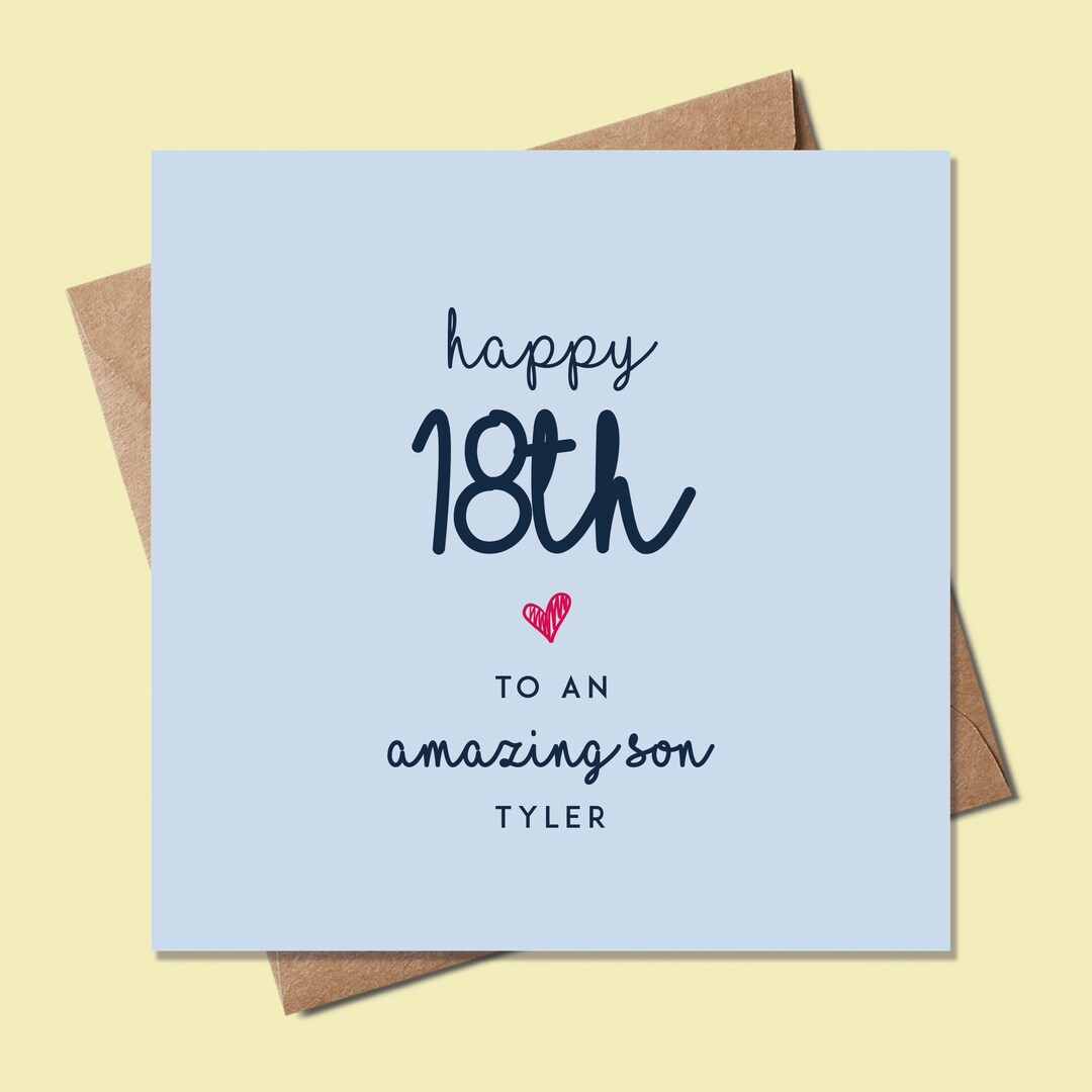 Son 18th Birthday Card, Personalised Birthday Card for Him, 18th ...