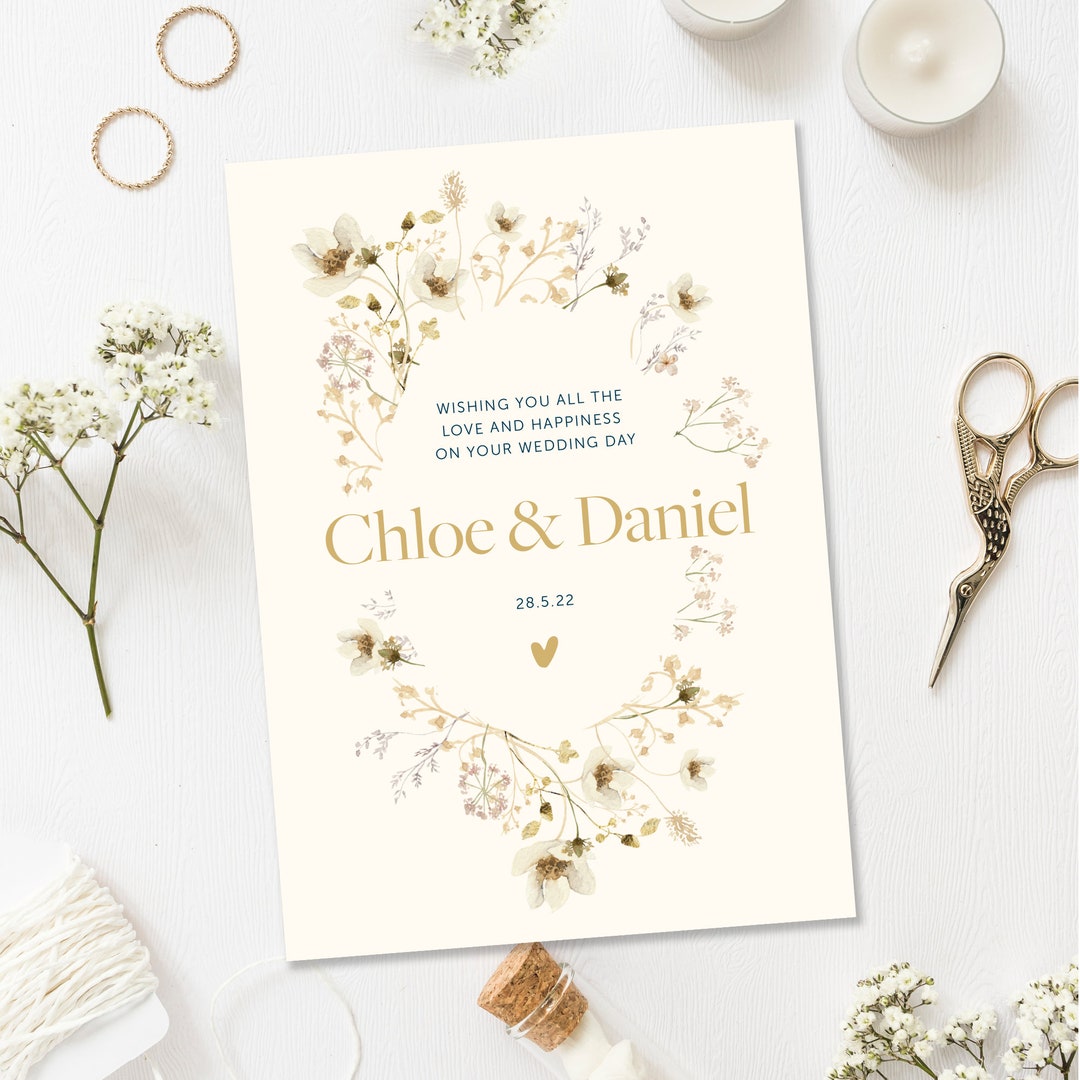 Wedding Card | Personalised Wedding Card | Newlywed Card | Floral ...