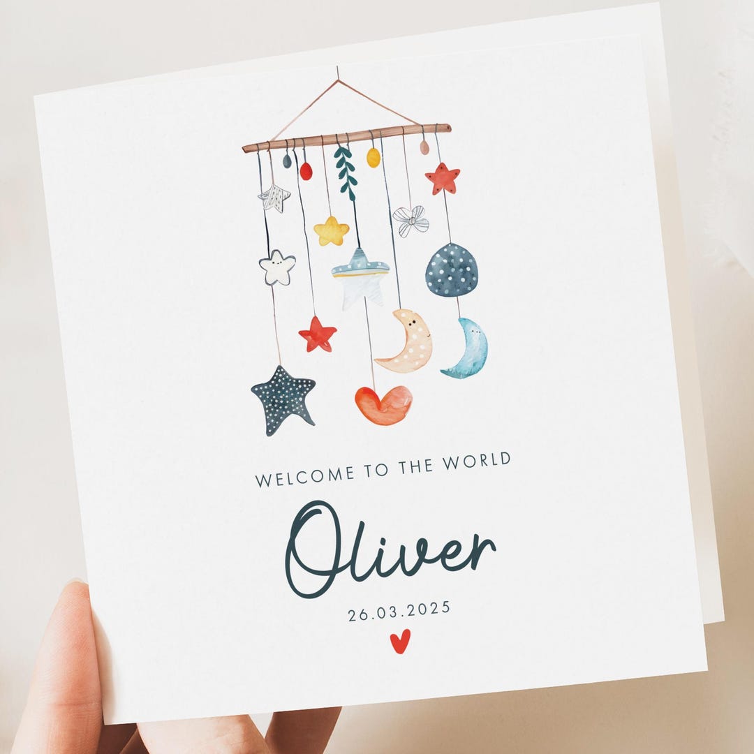 New Baby Card, Safari Welcome to the World Card, Personalised Newborn ...