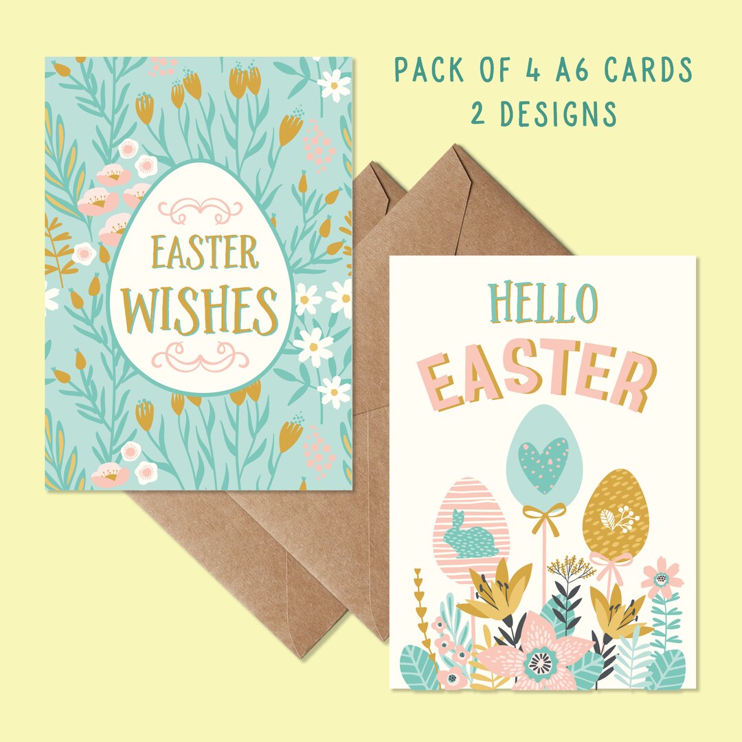 Easter Card Pack - Pack of 4 Easter Cards - Easter Card Pack - Easter ...