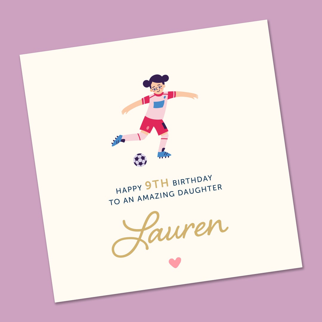 Girls Football Birthday Card, Football Card for Daughter, Granddaughter ...